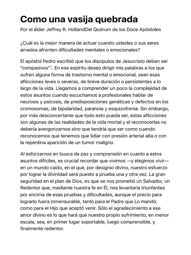 Como Una Vasija Quebrada | PDF