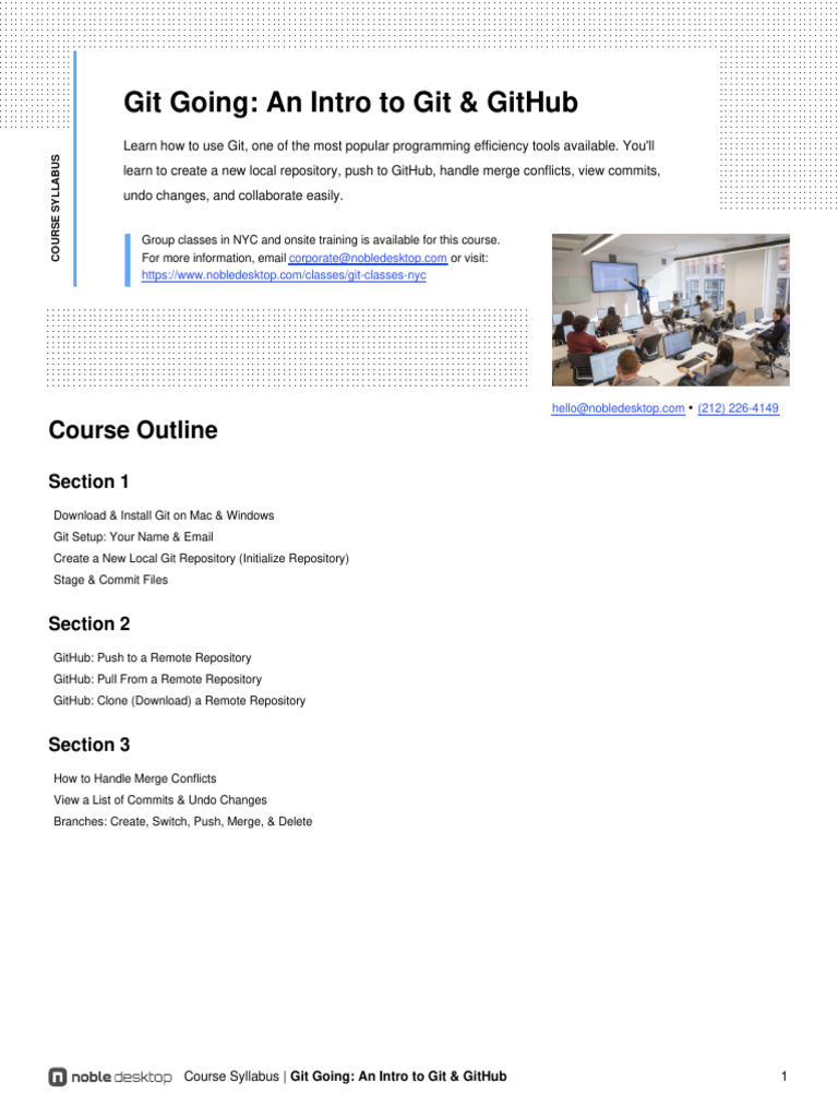 Git Going An Intro To Git and Github Syllabus | PDF
