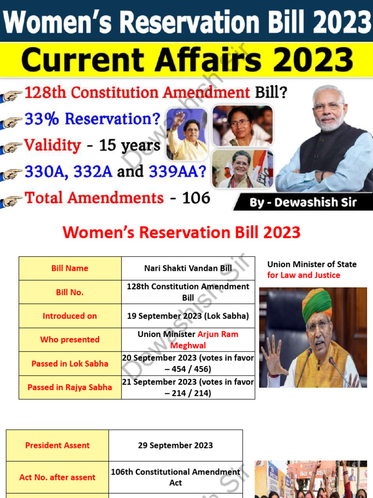 Women's Reservation Bill | PDF | Bill (Law) | Justice