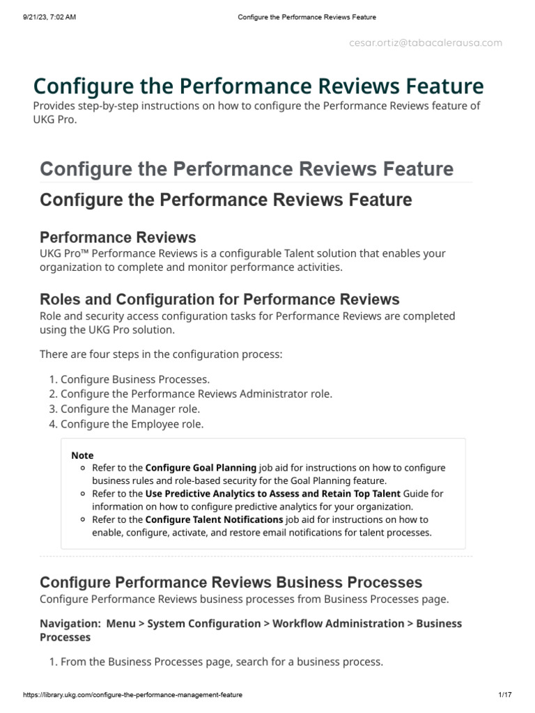 Configure The Performance Reviews Feature | PDF Configure The Performance Reviews Feature | PDF