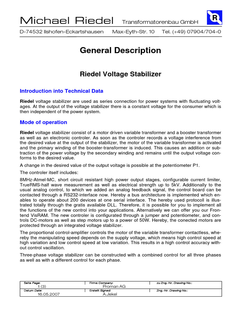 Voltage Stabilizer | PDF | Transformer | Voltage