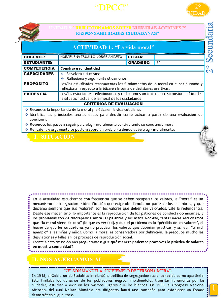 Unidad Ocho de DPCC Segundo | PDF | Moralidad | Nelson Mandela