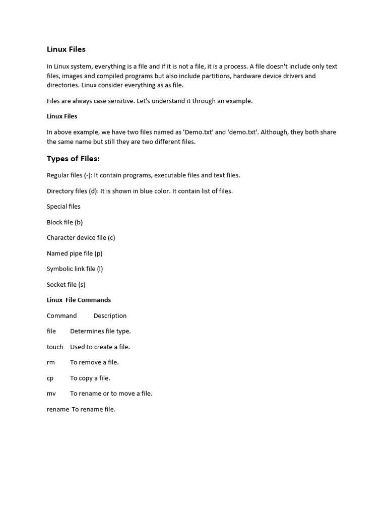 Types of Linux File | PDF | Computer File | File System