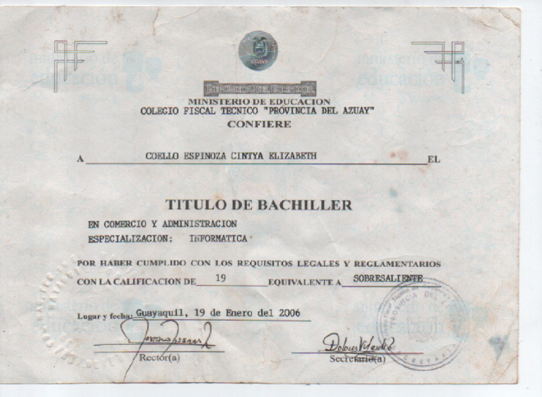 Titulo Bachiller | PDF
