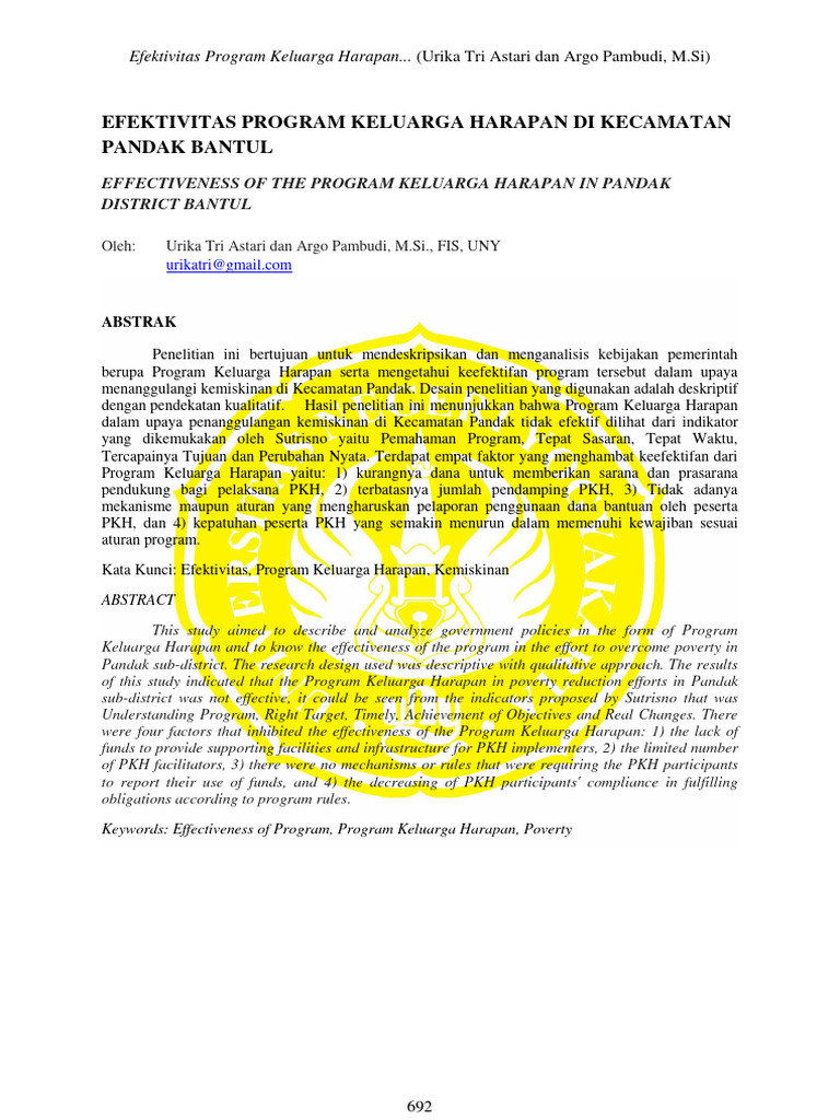 Evaluasi Program Keluarga Harapan Pandak | PDF