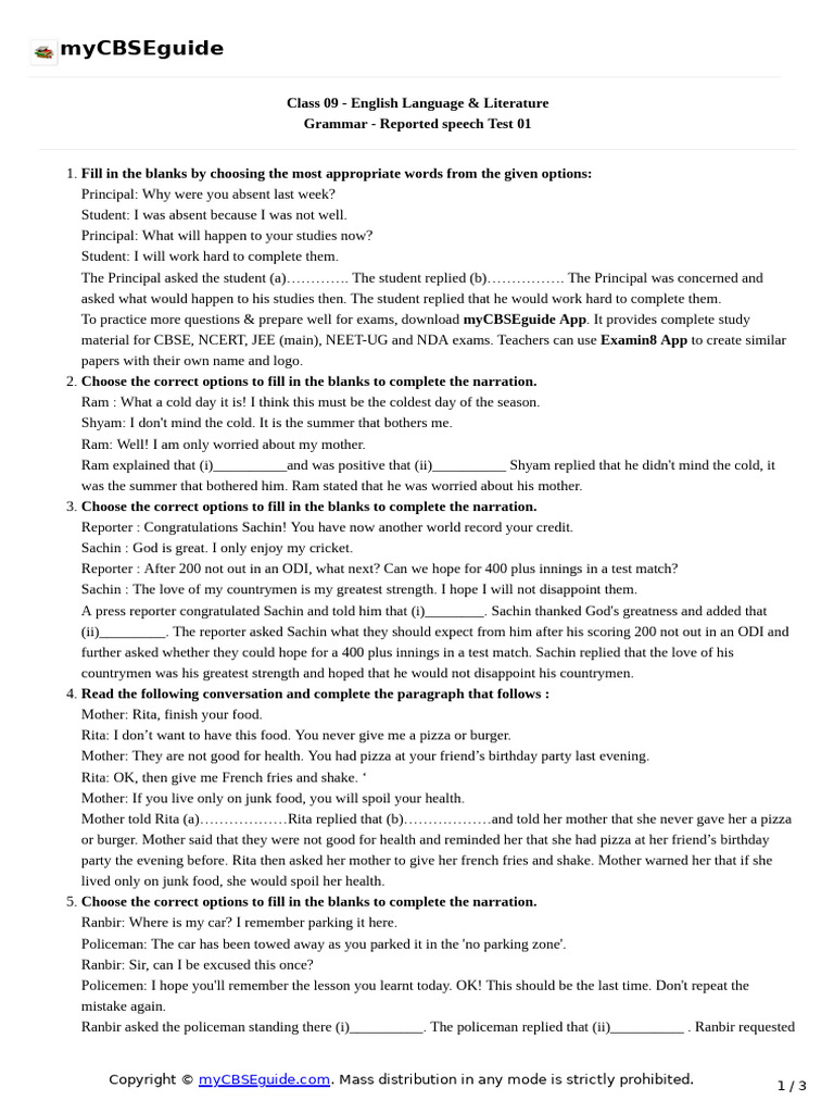 9 Eng Grammar Reportedspeech Tp01 | PDF