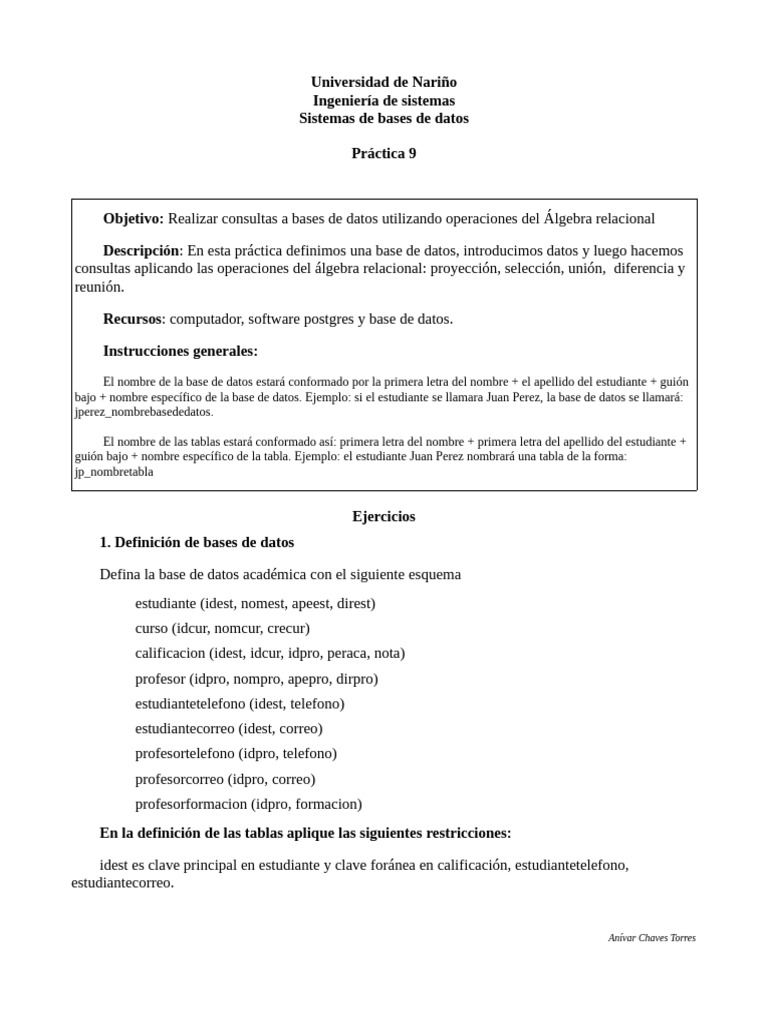 Guia de Práctica 9 | PDF | Base de datos relacional | SQL