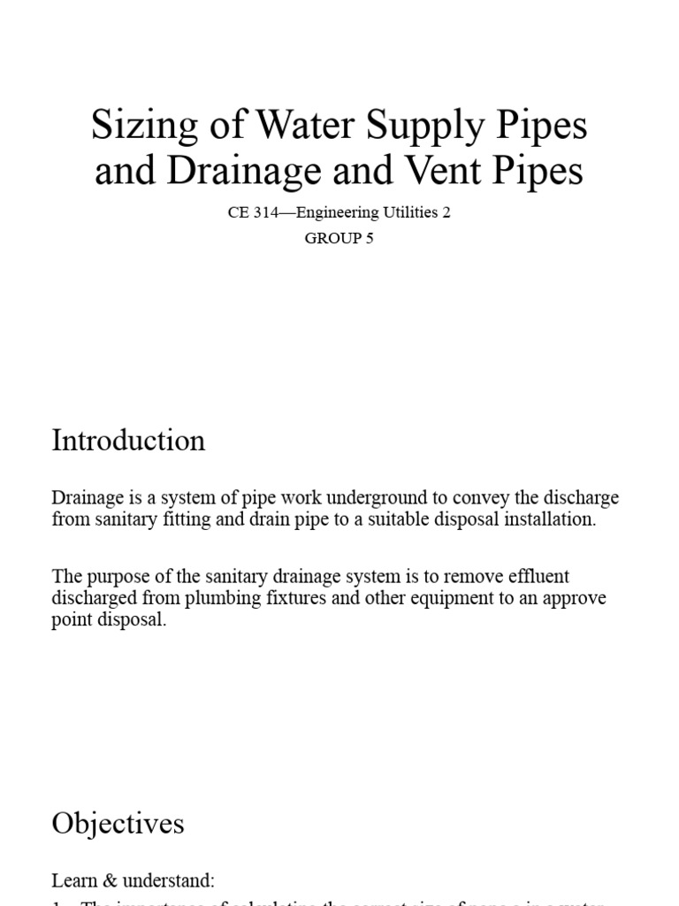 Sizing of Water Supply Pipes and Drainage and Vent Pipes | PDF ...