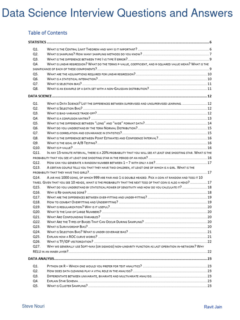 Data Science Questions | PDF | Machine Learning | Statistics