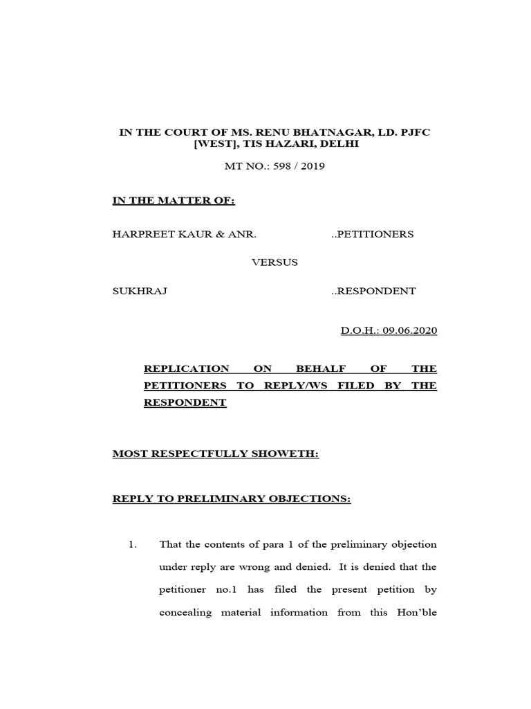 Rejoinder - Harpreet Kaur | PDF