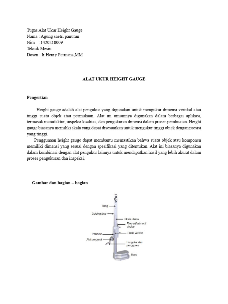 Tugas Alat Ukur Height Gauge | PDF