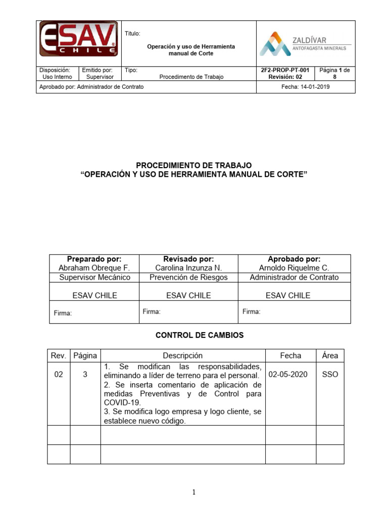 2F2-PROP-PT-001 - Procedimiento Operación y Uso de Herramienta Manual ...