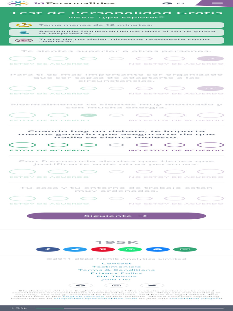 Test de Personalidad Gratis 16personalities | PDF