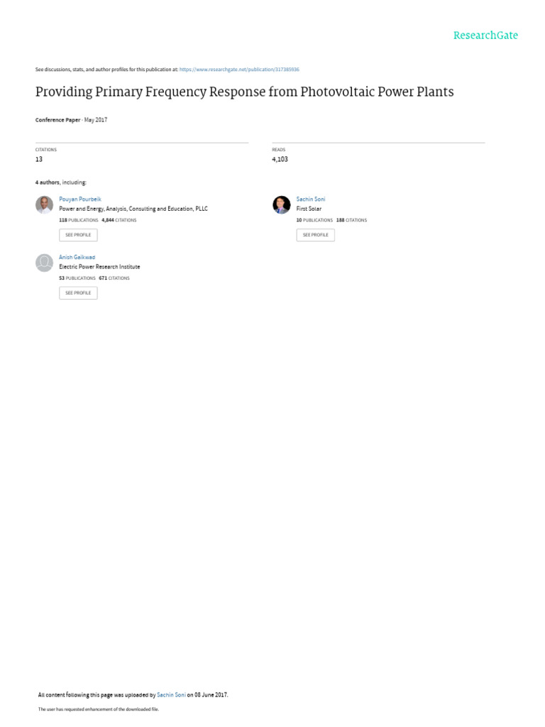 Providing Primary Frequency Responsefrom Photovoltaic Power Plants ...