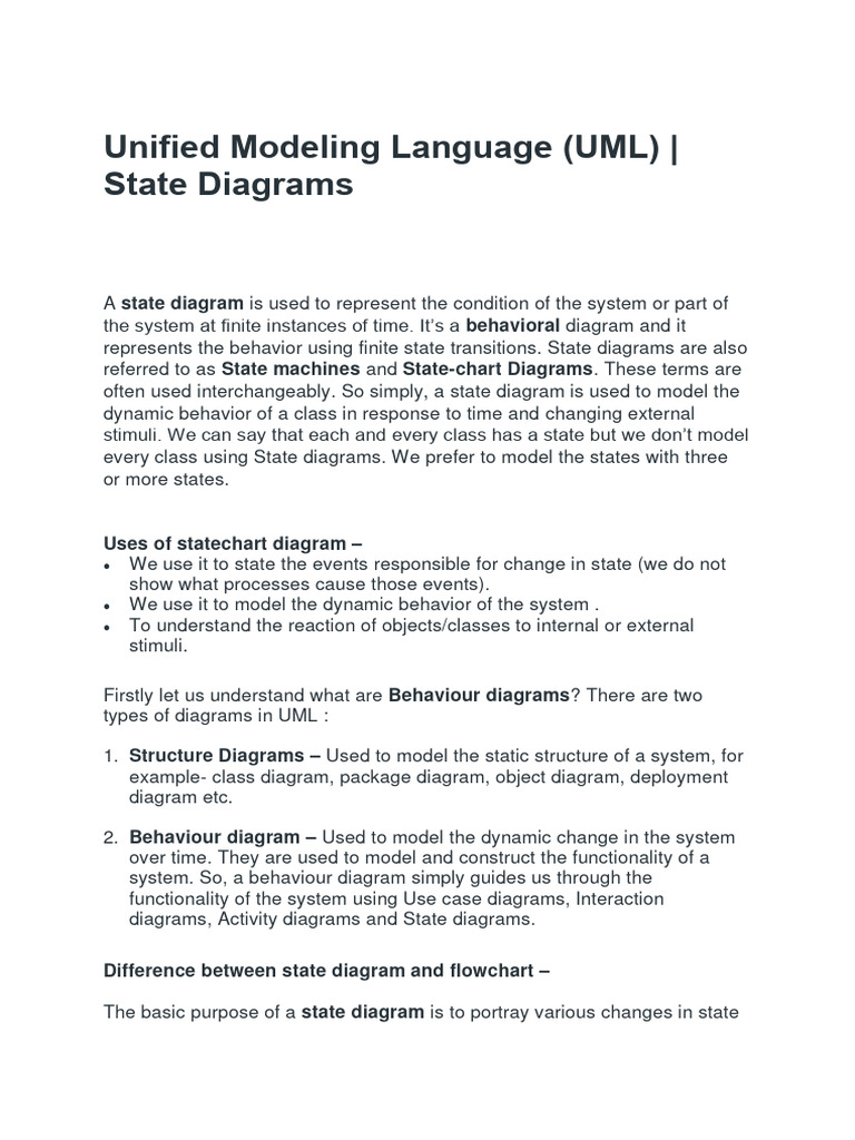 State Diagram | PDF | Class (Computer Programming) | Unified Modeling ...