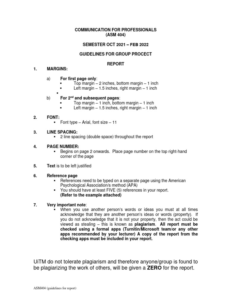 Guideline Group Project Asm404 | PDF