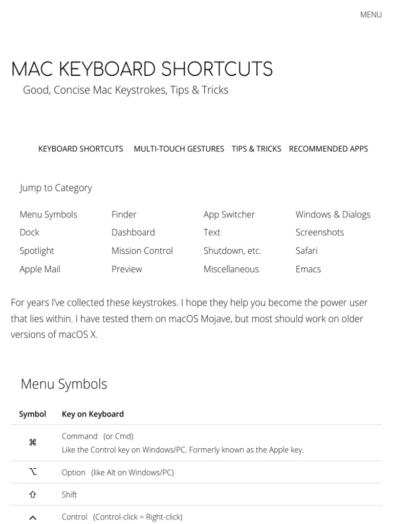 Mac Keyboard Shortcuts & Keystrokes - Dan Rodney | PDF | Computer Keyboard | Finder (Software)
