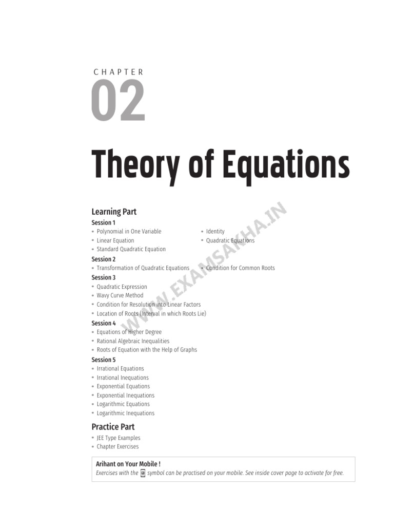 Theory of Equations Overview | PDF | Polynomial | Equations