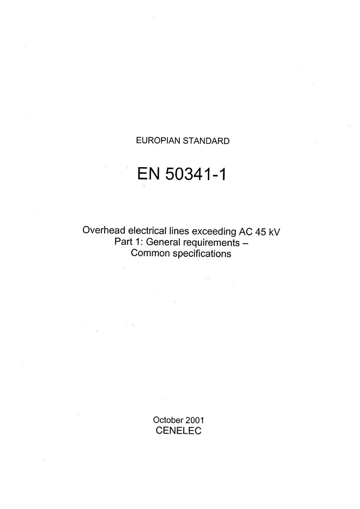 En 50341-1 - OHTLs General Requirements | PDF