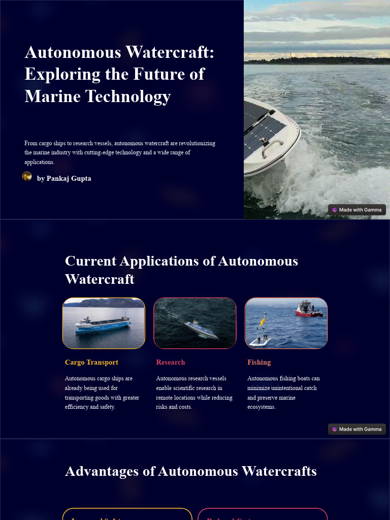 Autonomous Watercraft Exploring The Future of Marine Technology | PDF ...