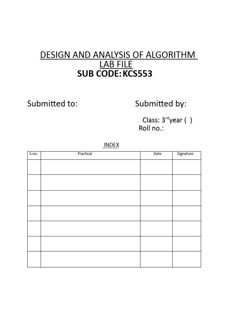 DAA Lab File | PDF | Computing | Algorithms And Data Structures