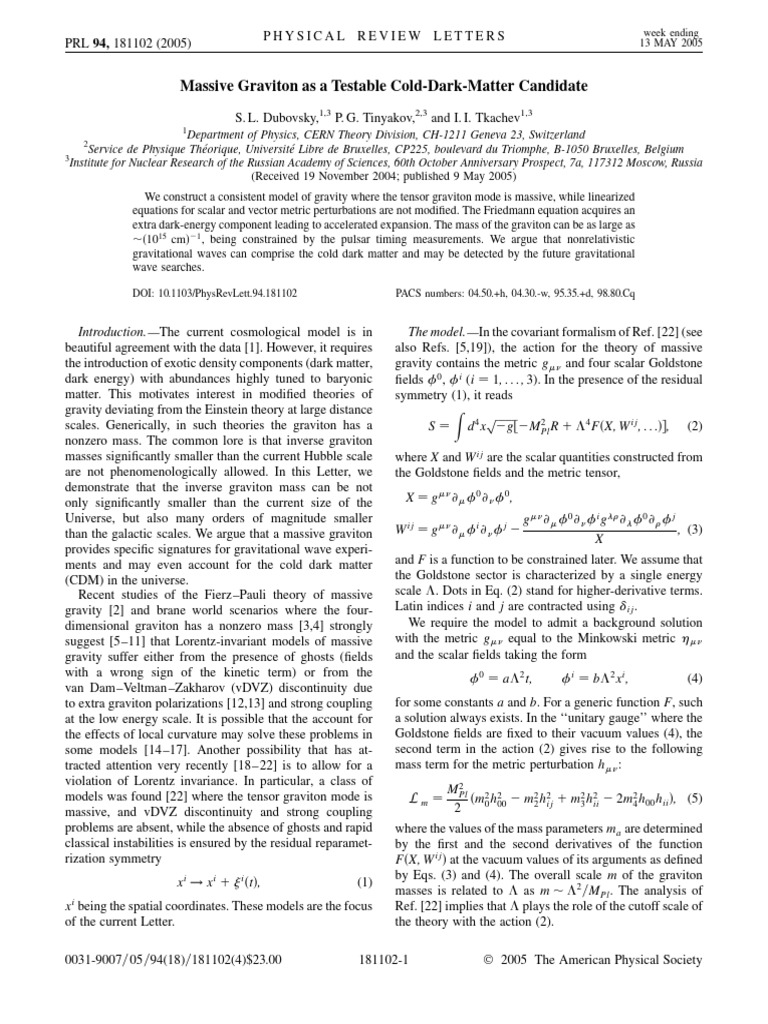 Dubovsky 2005 | PDF | Gravity | Gravitational Wave