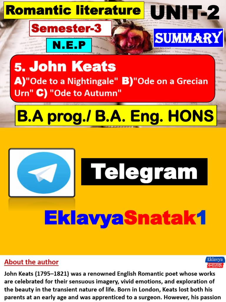 John Keats Unit-2 Romantic Litraure. | PDF | John Keats | The Arts
