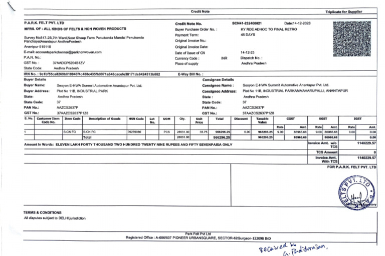 Retro Credit Note Seyone Pdf Trade Taxation