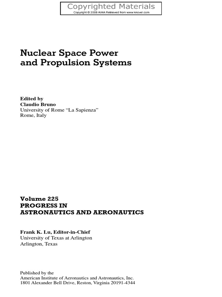 Nuclear Space Power and Propulsion Systems | PDF | Force | Special ...