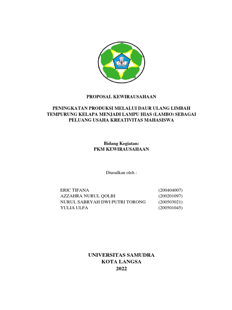 Proposal PKM Kewirausahaan 2022 | PDF | Seni