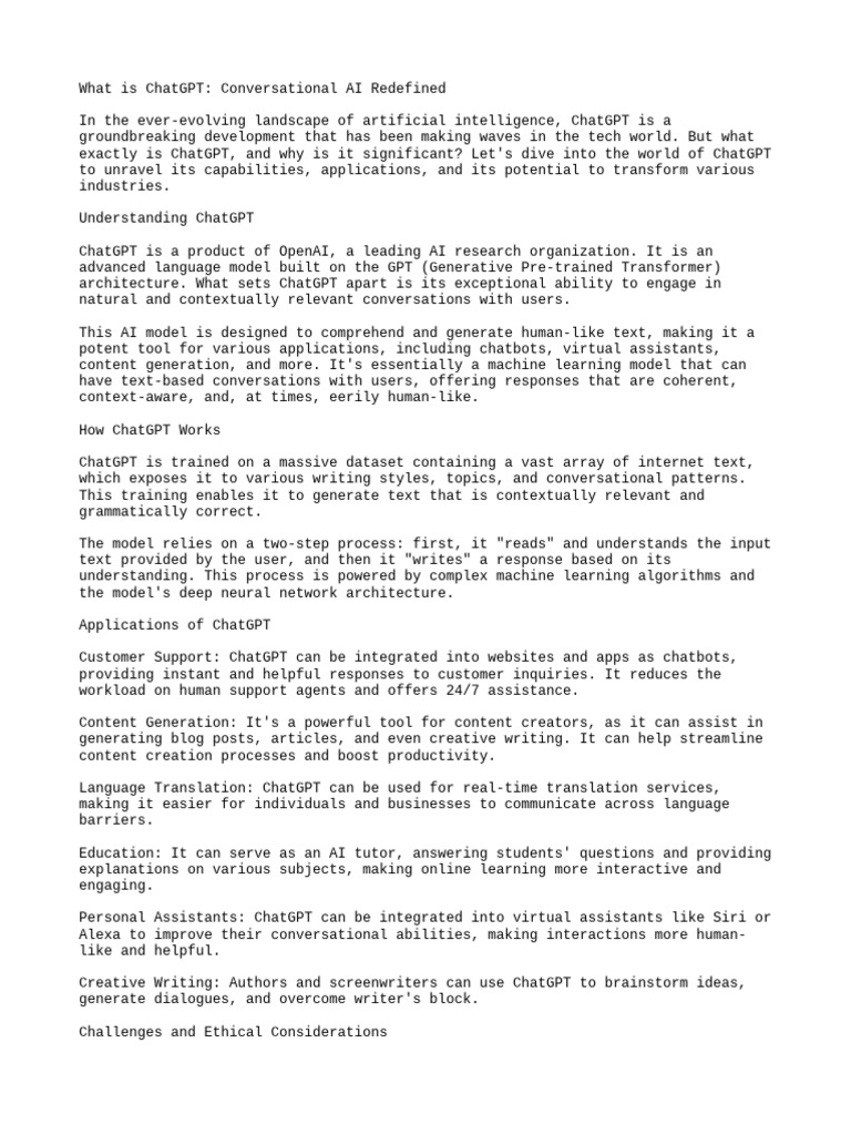 ChatGPT: Transforming Conversational AI | PDF | Artificial Intelligence ...