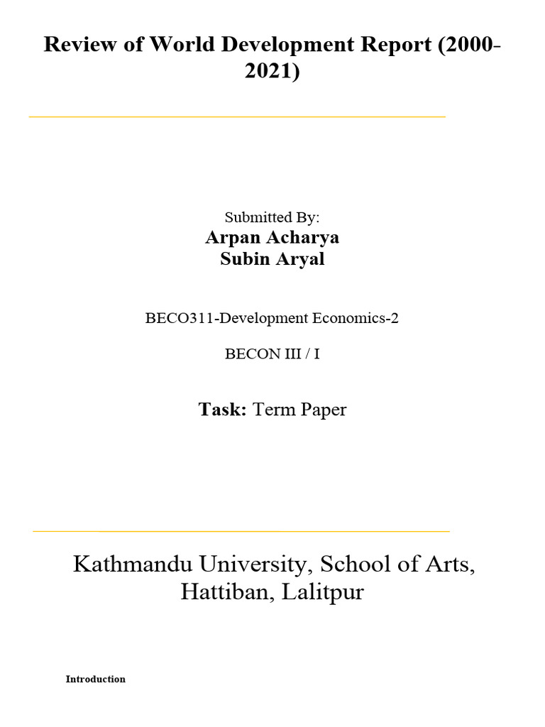 World Development Report Analysis 2000-2021 | PDF | World Development ...