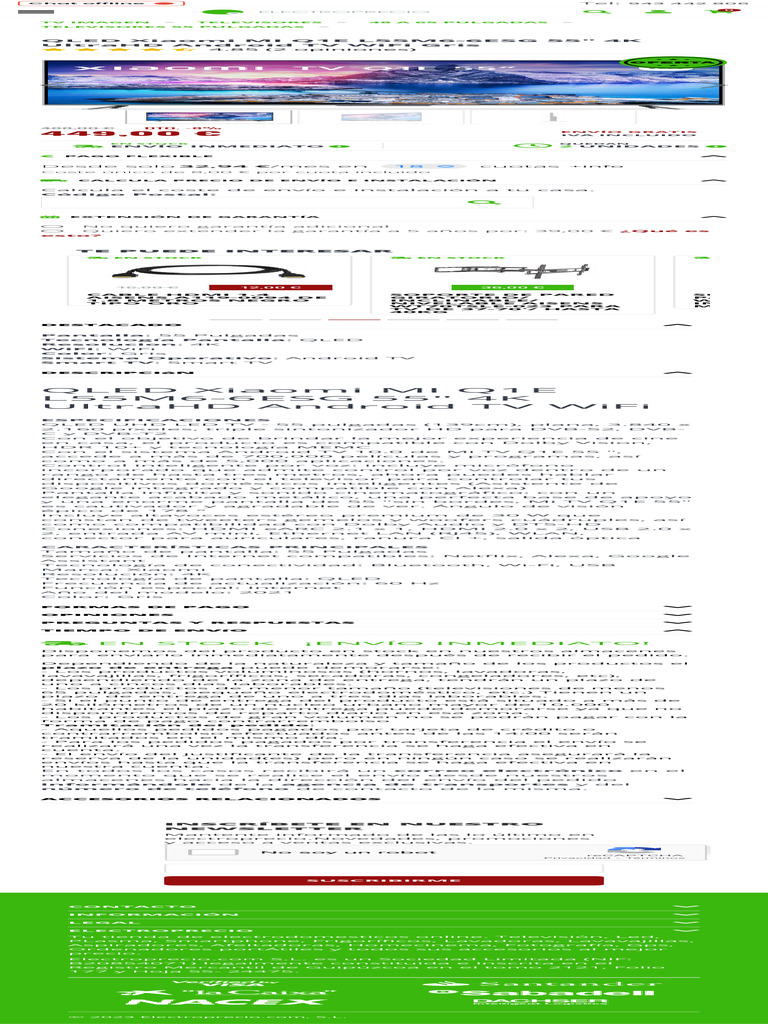 QLED Xiaomi MI Q1E L55M6-6ESG 55 4K UltraHD Android TV WiFi Gris - Televisores 55 Pulgadas - 48 ...