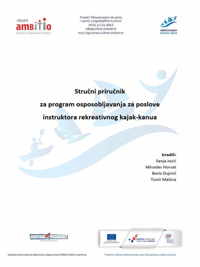 Stručni Priručnik Za Program Osposobljavanja Za Poslove Instruktora Rekreativnog Kajak Kanua | PDF