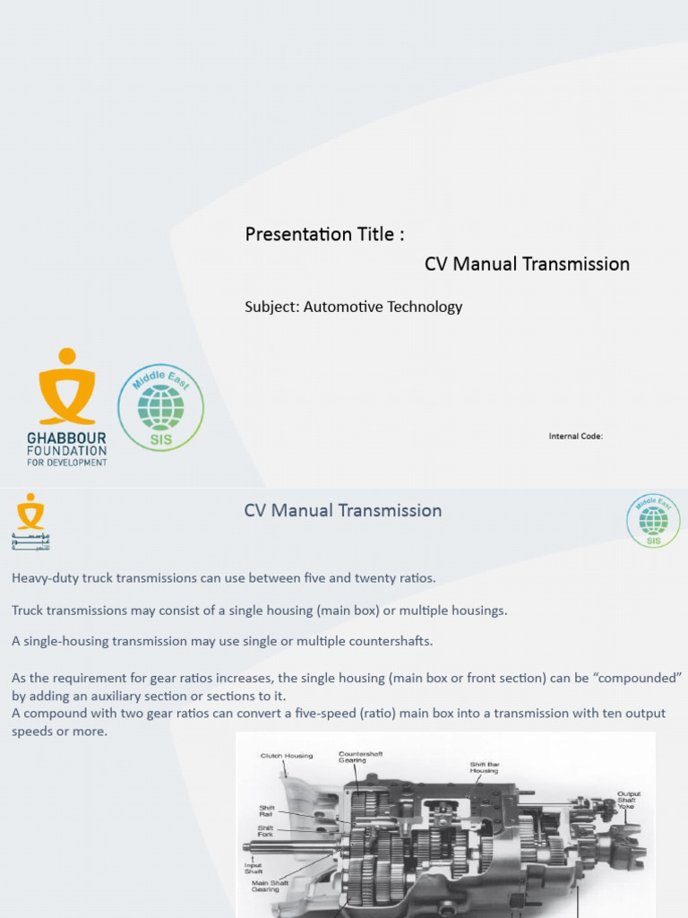CV Manual Transmission en | PDF | Manual Transmission | Gear