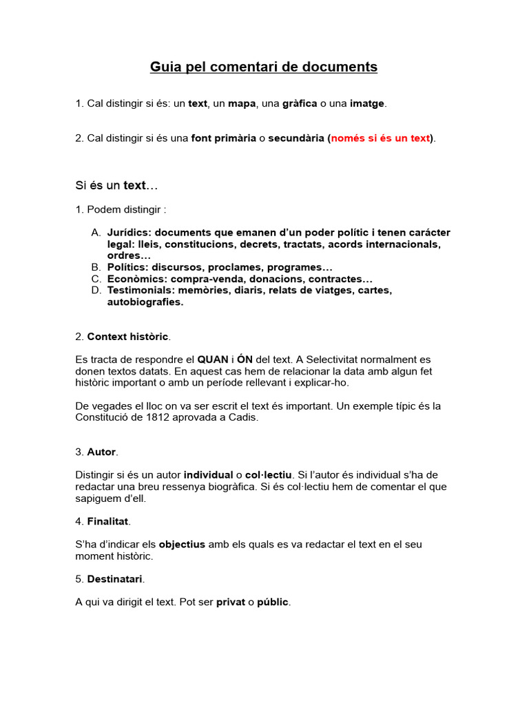 Guia Pel Comentari de Documents | PDF
