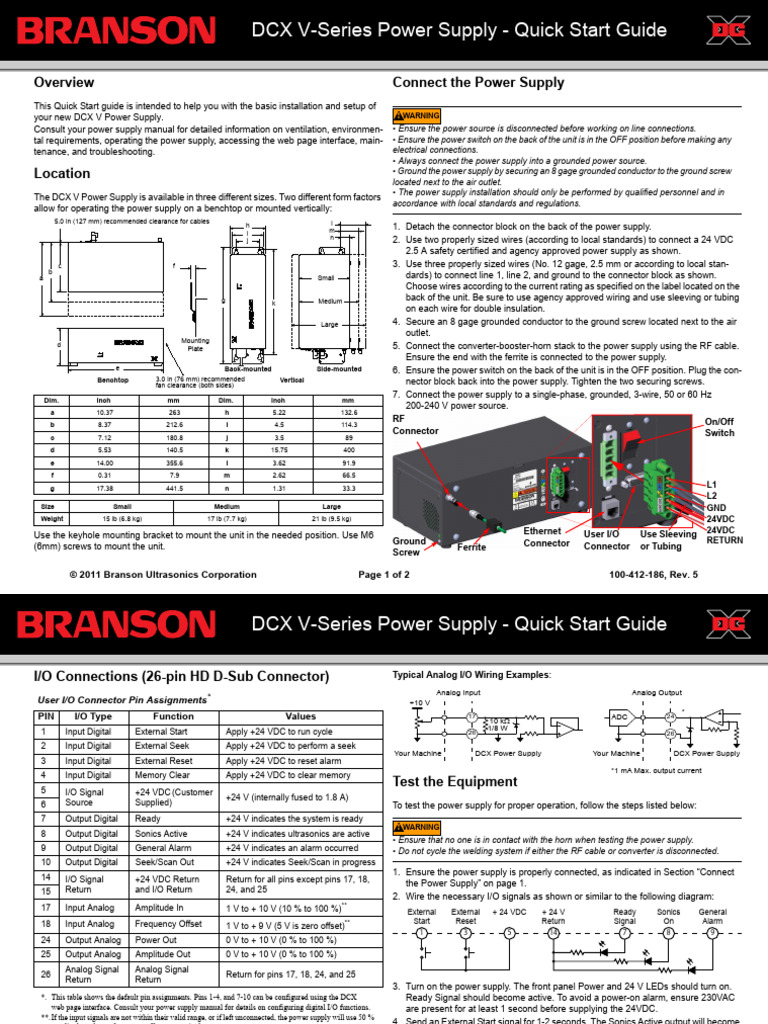 DCX V-Series Power Supply - Quick Start Guide | PDF | Power Supply ...