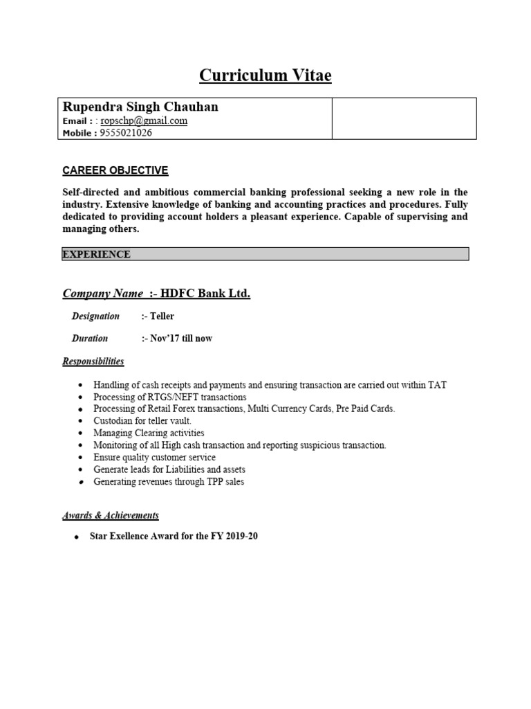 1613735996670resume Rupendra | PDF | Banks | Cash