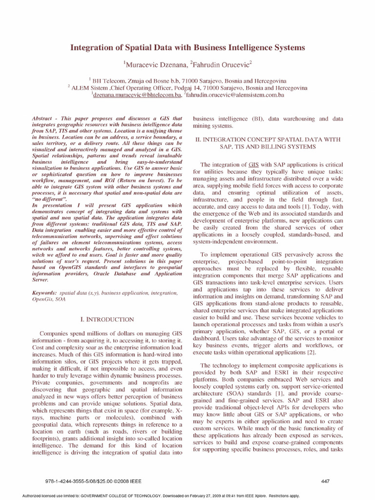 Integratlon of Spatial Dat | PDF | Geographic Information System | Service Oriented Architecture