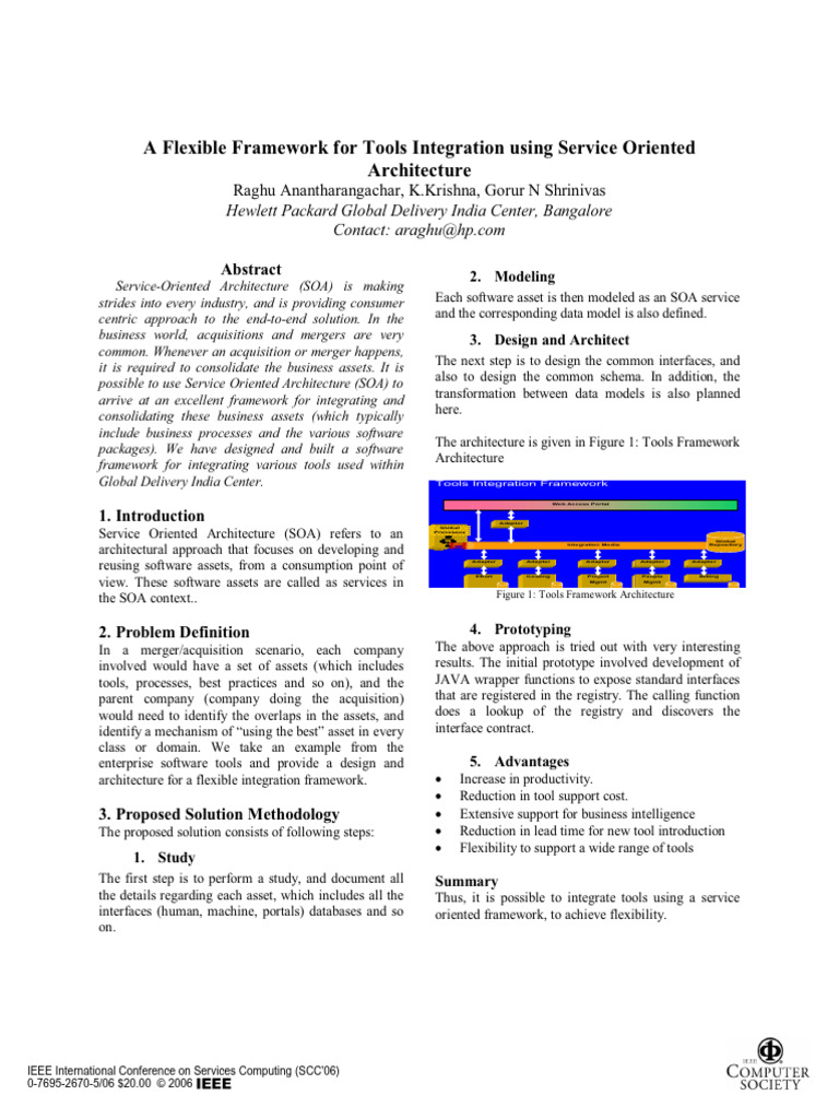 A Flexible Framework For Tools Integration Using Service Oriented Architecture | Download Free ...