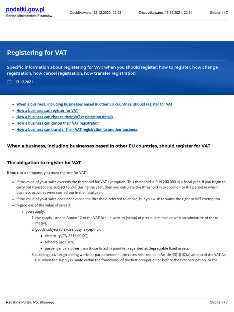 Registering For Vat | PDF | Value Added Tax | Tax Exemption