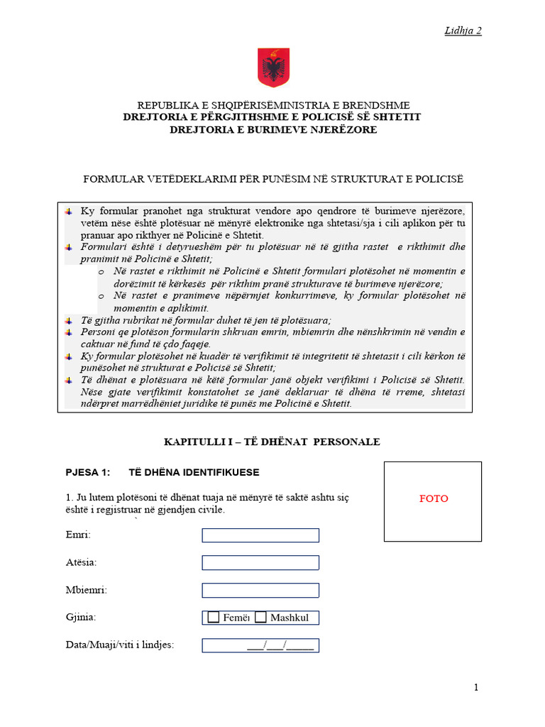 Formular Vetedeklarimi 4 | PDF