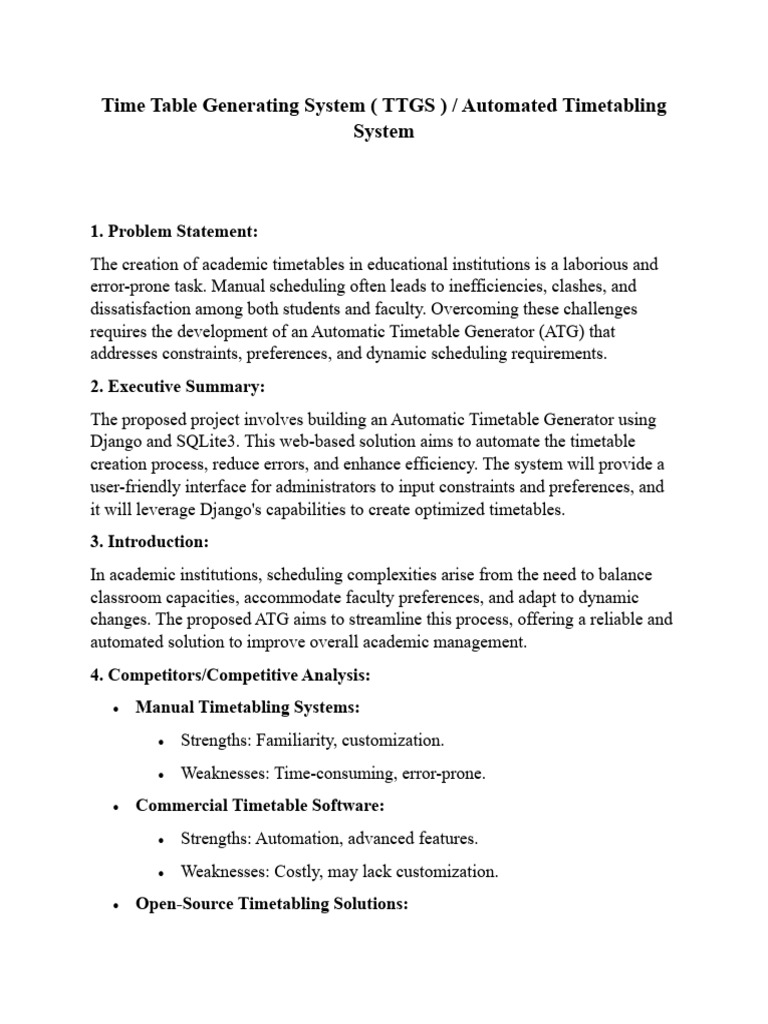 Automated Timetable Generator Using Django | PDF | Software | Systems ...