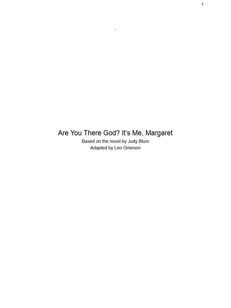 Are You There God? It's Me, Margaret by Leo Grierson | PDF