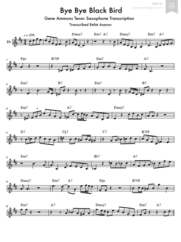 Bye - Bye - Black - Bird Eb | PDF