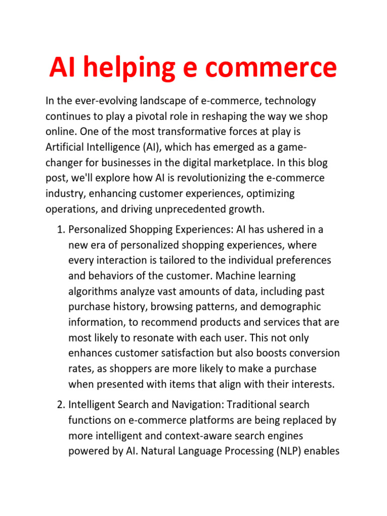 Ai Helping e Commerce | PDF | E Commerce | Artificial Intelligence