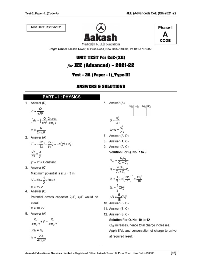 Unit Test 2 Paper 1 Compile Solution | PDF | Electrode | Electrochemistry