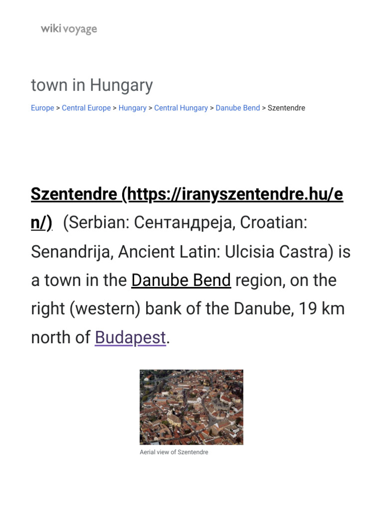 Szentendre - Travel Guide at Wikivoyage | PDF