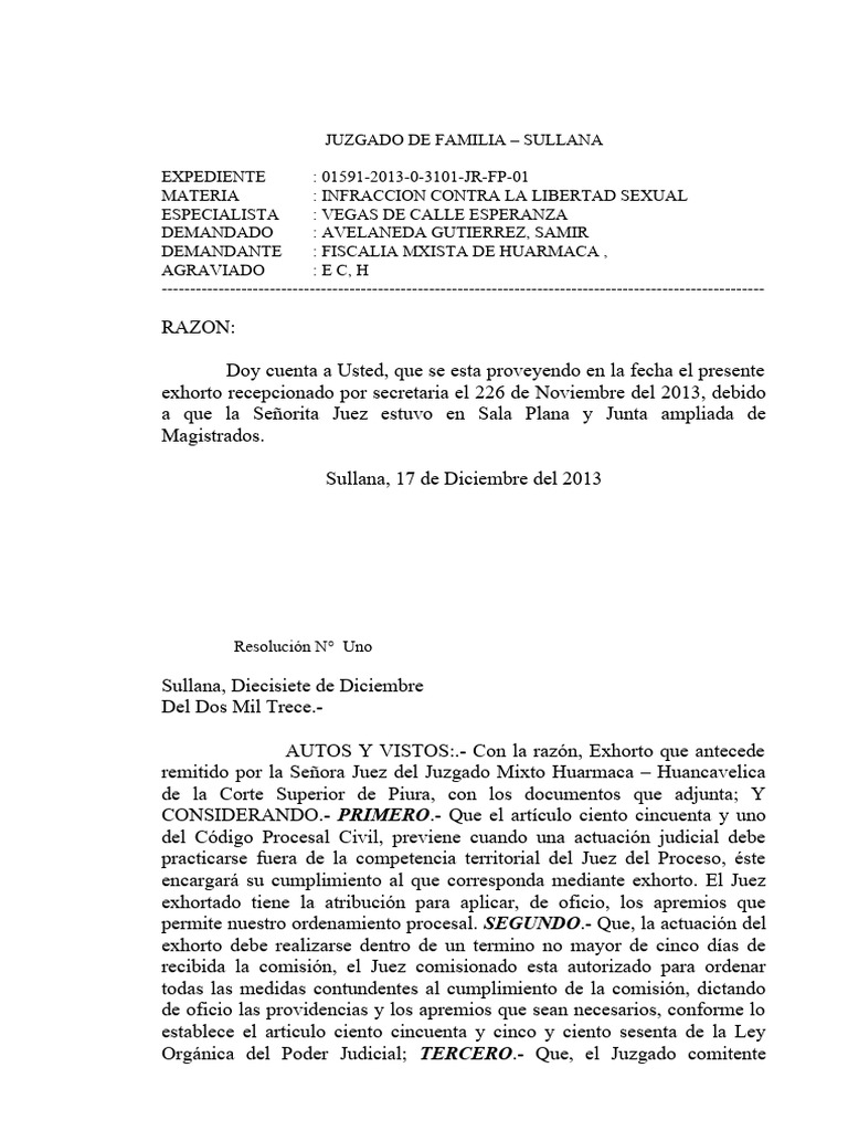 Modelo de Exhorto | Descargar gratis PDF | Instituciones ...