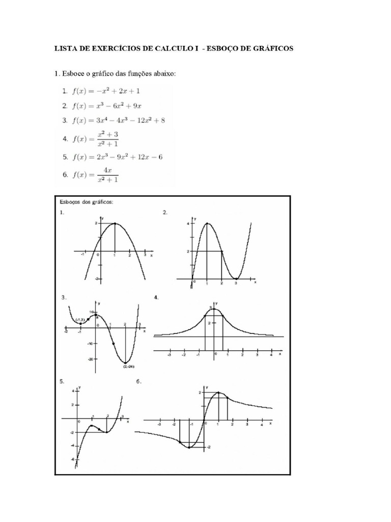 Lista-Exercicio-Graficos - Calculo-I | PDF